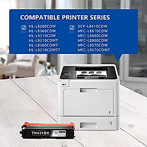 (3,500 Pages) TN-431 TN431 Toner Cartridge Compatible Replacement for Brother TN431BK Black Toner Cartridge MFC-L8610CDW MFC-L8690CDW HL-L9310CDW HL-L9310CDWT DCP-L8410CDW Printer, 1 Pack