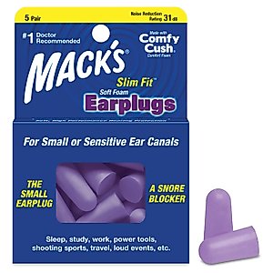 Mack's Slim Fit Soft Foam Earplugs, 5 Pair - Small Ear Plugs for Sleeping, Snoring, Traveling, Concerts, Shooting Sports & Power Tools | Made in USA