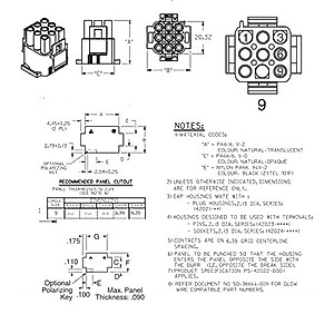 Molex -1 Complete Set - (9 Pin) w/14-20 AWG, Wire Connector - 2.13mm D, Latch Lock, MLX