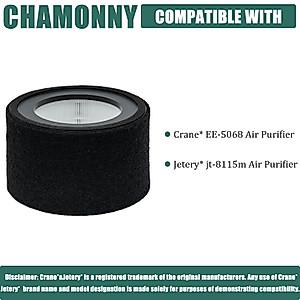 CHAMONNY EE-5068 Filter Replacement, Compatible with Crane EE-5068 and Etery jt-8115m Air Purifiers, 3-in-1 H13 True HEPA Filter and Activated Carbon Filter, Part# HS-1946, 2 Pack