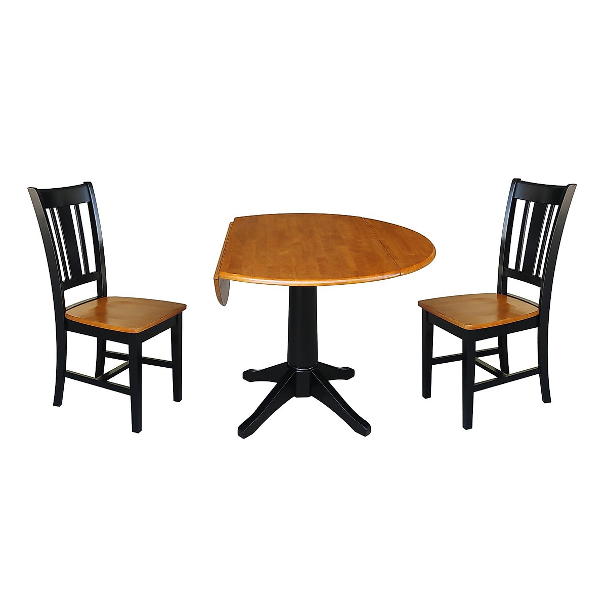 IC International Concepts 42" Round Top Pedestal 2 Chairs, Black/Cherry Dining Table, OneSize