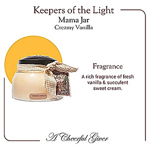 A Cheerful Giver - Creamy Vanilla Mama Scented Glass Jar Candle (22oz) with Lid & True to Life Fragrance Made in USA
