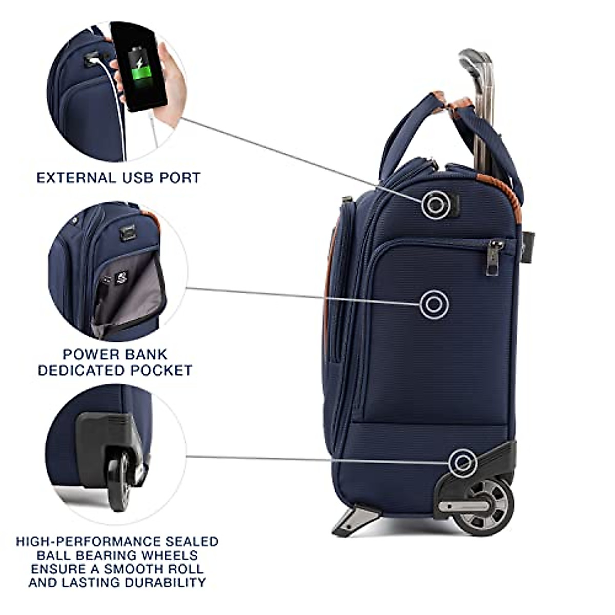 Travelpro Crew Versapack Softside Rolling Underseat Carry-on Bag, Men and Women, Patriot Blue, 16-Inch