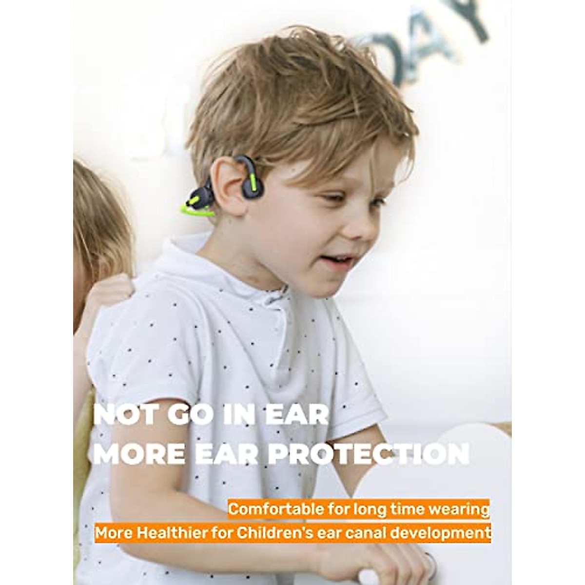 GenXenon Open Ear Headphones with Mic, 85dB Safe Volume Limited Air Conduction Kids Headphones Wireless, Bluetooth On Ear Headsets for Girls and Boys with 8GB Memory 8 Hrs Playtime for Music(Green)