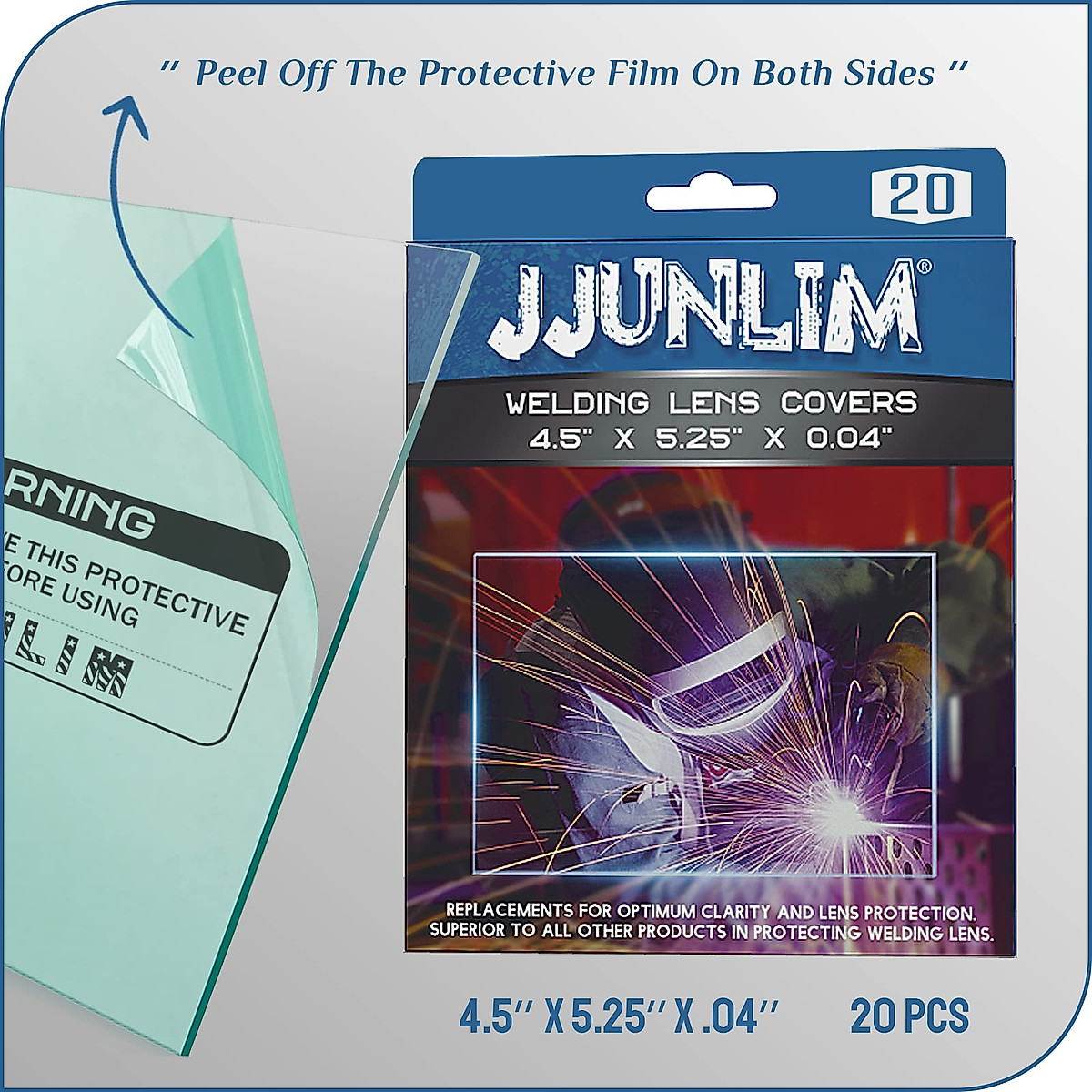 20PCS 4.5" X 5.25" X .04" Universal Welding Helmet Hood Replacement Clear Lenses Cover (Outer)