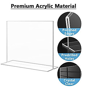 MaxGear Acrylic Sign Holder 8.5 x 11 inches 4 Pack, Horizontal Plastic Display Stand, Clear Table Top Flyer Paper Holders, Menu Ad Frames for Office, Store, Restaurant, Home - Landscape