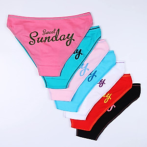 Bestmaple 7 Pack Women Knickers Underwear Cotton Every Weekdays Ladies Panties Week Days Printed Briefs (as1, alpha, l, xx_l, regular, regular) Multi