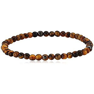 LTC Designs 4mm Smooth Round Tiger's Eye Stretch Bracelet, 6.5" for Women, Men and Teens
