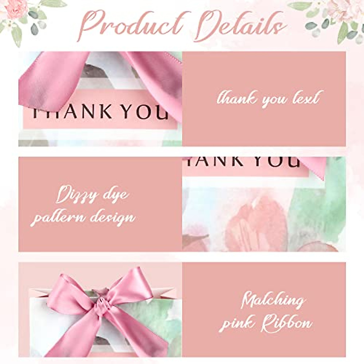 Pink Thank You Bags with Pink Bow Ribbon, Small Candy Goodie Gift Bags Treat Boxes for Wedding Bridal Baby Shower Business Party Supplies, 4.53 x 1.77 x 3.94 Inches (24 Pcs)