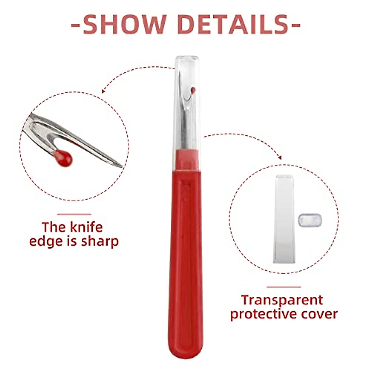 DEFUTAY 7 Pcs Seam Sewing Ripper Set, Thread Remover Kit with 2 Scissors, Handy Stitch Ripper Sewing Tool for Opening Seams,Hems(7 in 1)