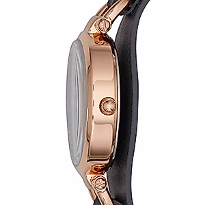 Fossil Women's Georgia Quartz Stainless Steel and Leather Three-Hand Watch, Color: Rose Gold, Grey (Model: ES3077)