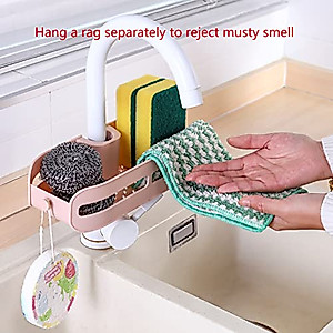 NTCLHFXU Faucet Rack for Kitchen Bathroom Accessories Sink Sponge Holder for Soap Sponge Brush Scrubber Drainer Tool