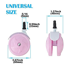 Baby Walker Big Wheels Replacement, Set of 4, Baby Walker Accessories, Plastic Wheels Casters, Universal Wheels (8mm, Pink)