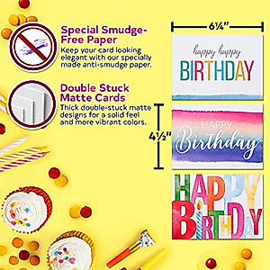 Spark Ink Happy Birthday Cards Assortment with Envelopes, 50pcs Large Mixed Greeting Happy Birthday Card Set for Kids & Adults, Blank Inside, 4x6in Unique Bday Cards in Bulk, Assorted Variety Box Pack
