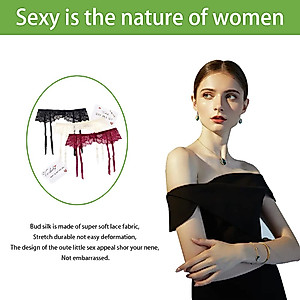 CITUYER Sexy Lace Adjustable Garter Belt High Waisted Hollow Out Lace Suspender Garter Belts for Women (Black-XXL)