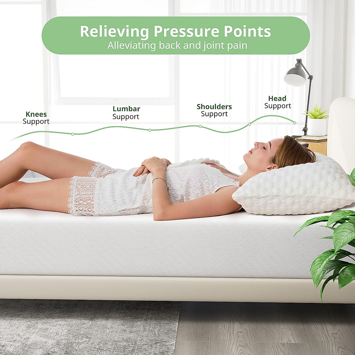 wOod-it Queen Mattresses, 10 inch Mattress Queen Size Memory Foam Cooling Gel Mattress in A Box Green Tea Medium Firm