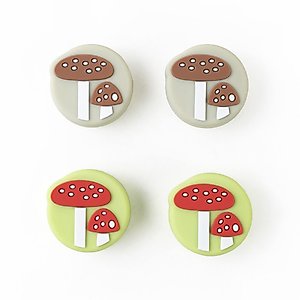 Ocanblu - Cute Mushroom Thumb Grip Caps, Compatible with Nintendo Switch/Switch OLED/Switch Lite, Soft Silicone Joystick Caps, 4PCS (Brown&Red)
