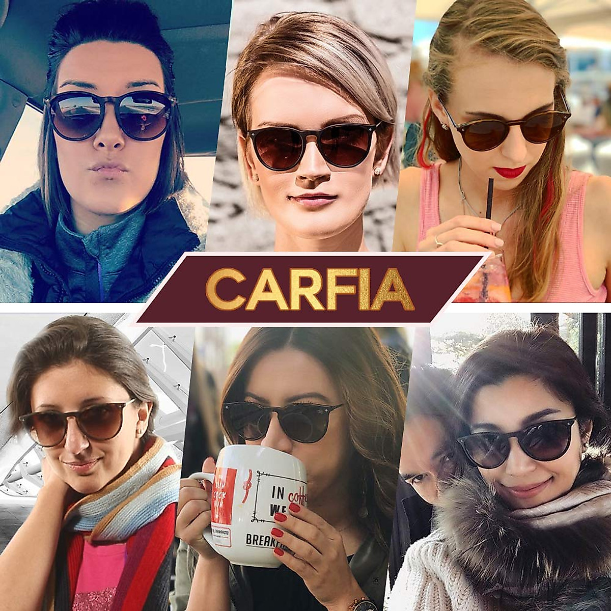 CARFIA Trendy Sunglasses for Women Polarized UV Protection Classic Retro Style CA5100