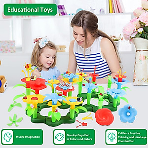 Toys for 3-7 Years Old Girls,Flower Garden Building Toys with Fairy Garden Miniatures,Building A Garden Toy Set for Toddlers,Preschool Educational Playset,Birthday Gifts Kids