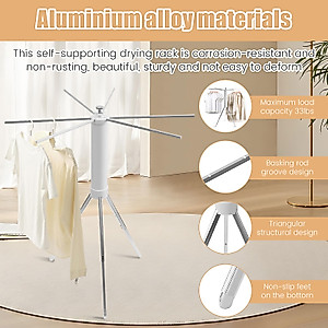 ZJRDYYK Tripod Clothes Drying Rack, Portable Collapsible Laundry Drying Rack Freestanding for Clothes Towels Dorm Camping Outdoor Travel