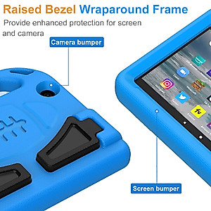 BMOUO Kids Case for All New Fire 7 Tablet (12th Generation,2022 Release), Fire 7 Tablet Case, Fire 7 2022 Case, Shockproof Handle Stand Kids Case for Amazon Fire 7 Tablet 2022 Latest Model 7", Blue