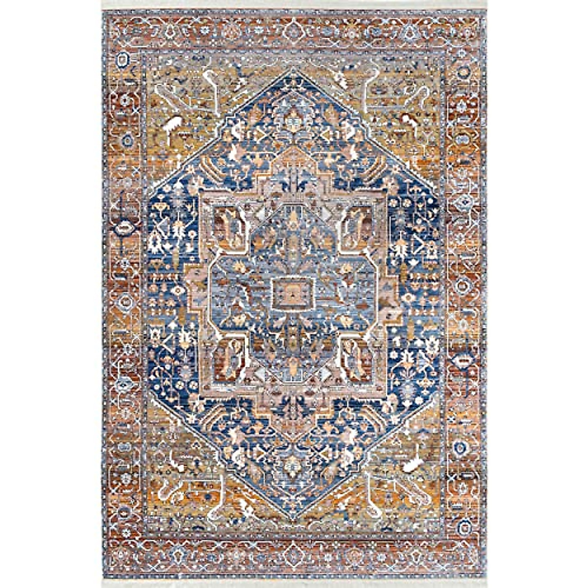 nuLOOM Vintage Harriet Medallion Fringe Area Rug, 6' 7" x 9' 4", Rust