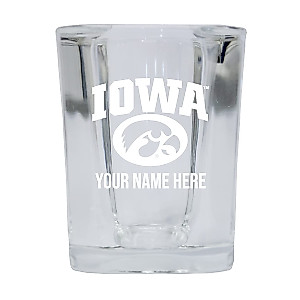 Personalized Customizable Iowa Hawkeyes Etched Square Shot Glass 2 oz With Custom Name (1) Officially Licensed Collegiate Product