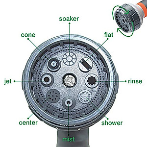 Garden Hose Nozzle 2 Pack Heavy Duty Hose Spray Gun 8 Way High Pressure Hand Sprayer Spray Nozzle for Watering Lawn Car Washing Pet Bathing Sidewalk Cleaning