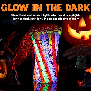 JOYIN 30 Pcs Halloween Glow Sticks Bulk Party Pack, Hanging Wands in 8 Designs, 6 Colors Light Up Sticks for Kids Glow in The Dark Halloween Party Favor Supplies, Halloween Goodie Bag Filler