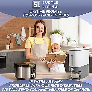 Subtle Living Qudasar Rice Dispenser - Automatic Rice Dispensing Bin - Large (22 liters) - Minimalist Style - Rice Storage Container