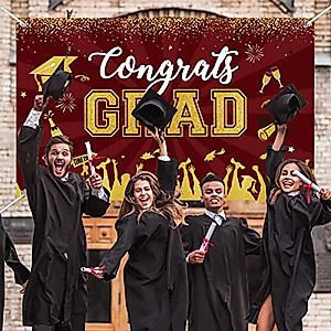 Maroon Graduation Banner 2023 Congrats Grad for Graduation Party Decoration SuppliesLarge Graduation Fabric Backdrop for High School College 71 x 43”