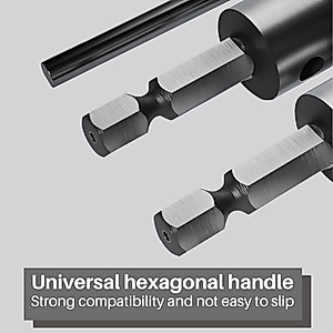 Mrosnail Tapered Reamer Set with T Handle, 3-13mm (1/8''-1/2'') & 5-16mm (3/16"-5/8") 6 Fluted, Carbon Steel Hex Shank for Guitar Woodworking - 2pcs