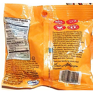 Atkinsons (1) Bag Chick-O-Stick Sugar Free - Crunchy Peanut Butter and Toasted Coconut Candy - Sweetened with Splenda - Made in the USA - Net Wt. 2.25 oz