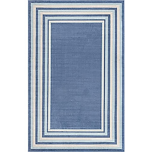 Unique Loom Lotus Collection Area Rug - Guyana (5' x 8' Rectangle, Blue/Light Blue)