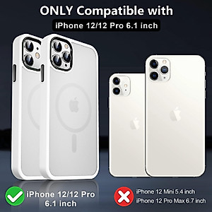 MOCCA Strong Magnetic for iPhone 12 Case/iPhone 12 Pro Case, [Compatible with Magsafe][Mil-Grade Drop Protection] Slim Shockproof Translucent Protective Phone Case for iPhone 12/12 Pro, Frosted White