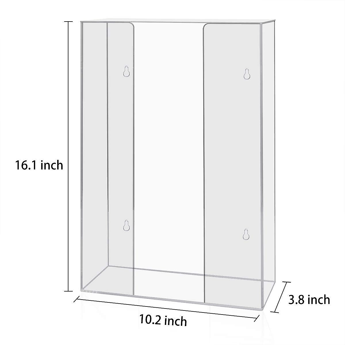 HIIMIEI Acrylic Glove Dispenser Wall Mount, Clear Plastic Glove Rack Floating Triple Gloves Box Holder 16.1'' X 10.2'' X 3.8'', Capacity Of 3 Glove Boxes