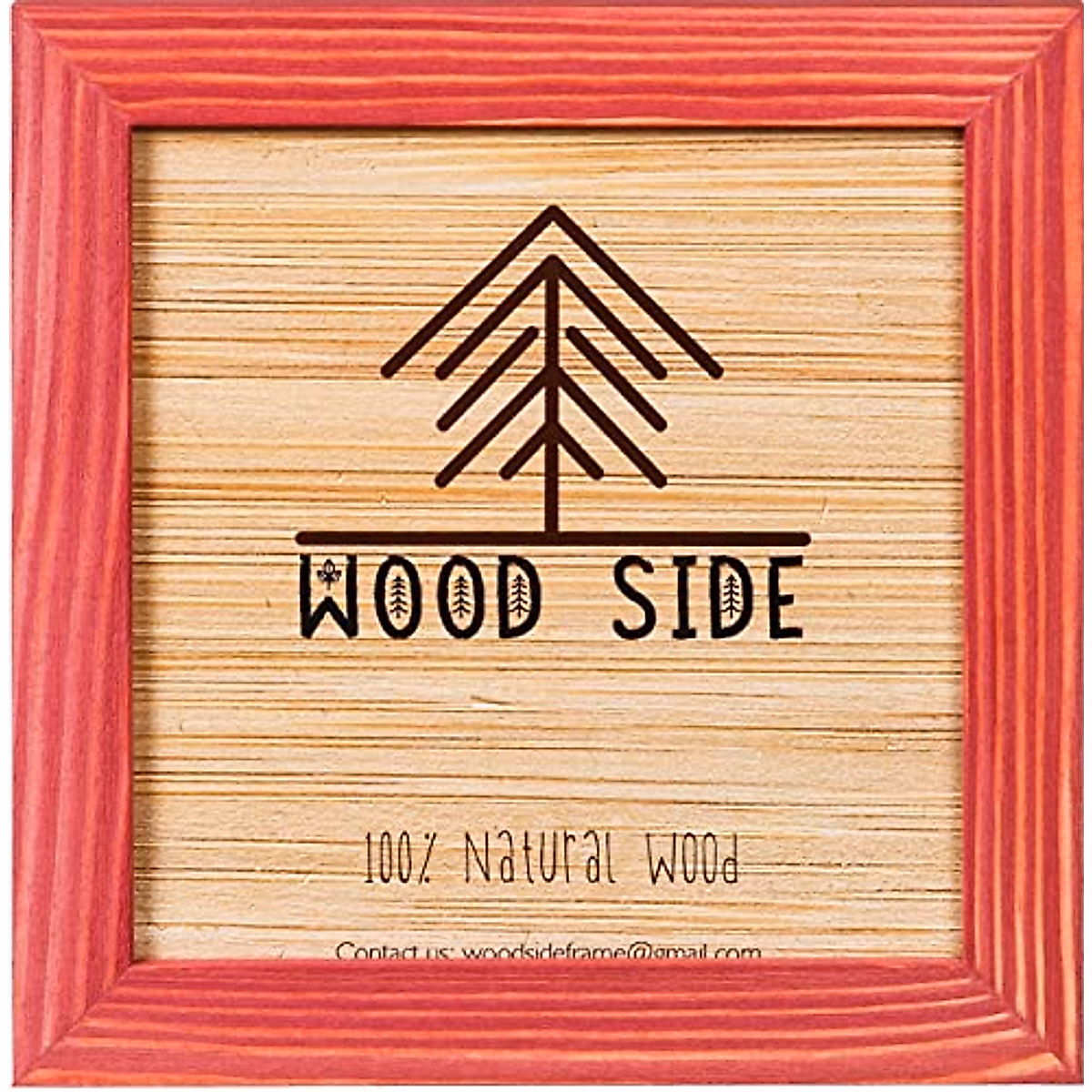 Rustic Wooden Square Picture Frame 12x12 - Natural Eco Distressed Wood Wall Mounting Photo Frame - Red