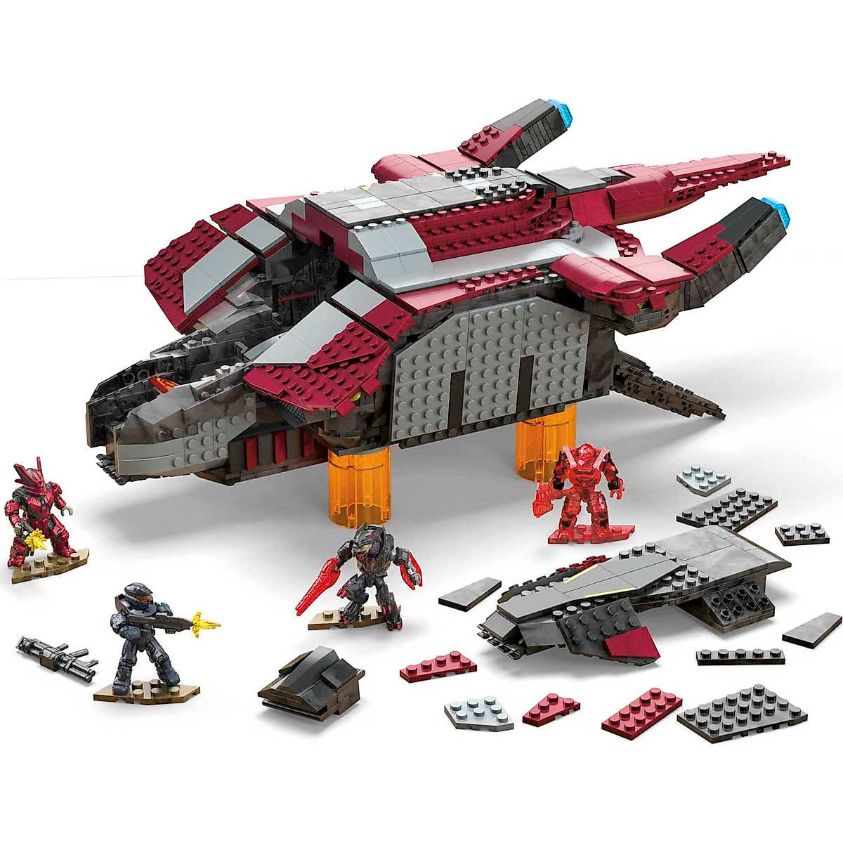 MEGA Halo Infinite Toys Vehicle Building Set, Banished Phantom Aircraft with 1214 Pieces, 4 Micro Action Figures and Accessories