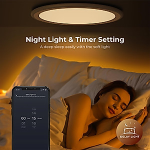 BLNAN Smart RGB LED Flush Mount Ceiling Light, 13 Inch 24W Dimmable Color Changing Wired Lamp Fixture with Remote Control, Works with Alexa Google Home Tuya App for Bedroom Living Kids Room Party