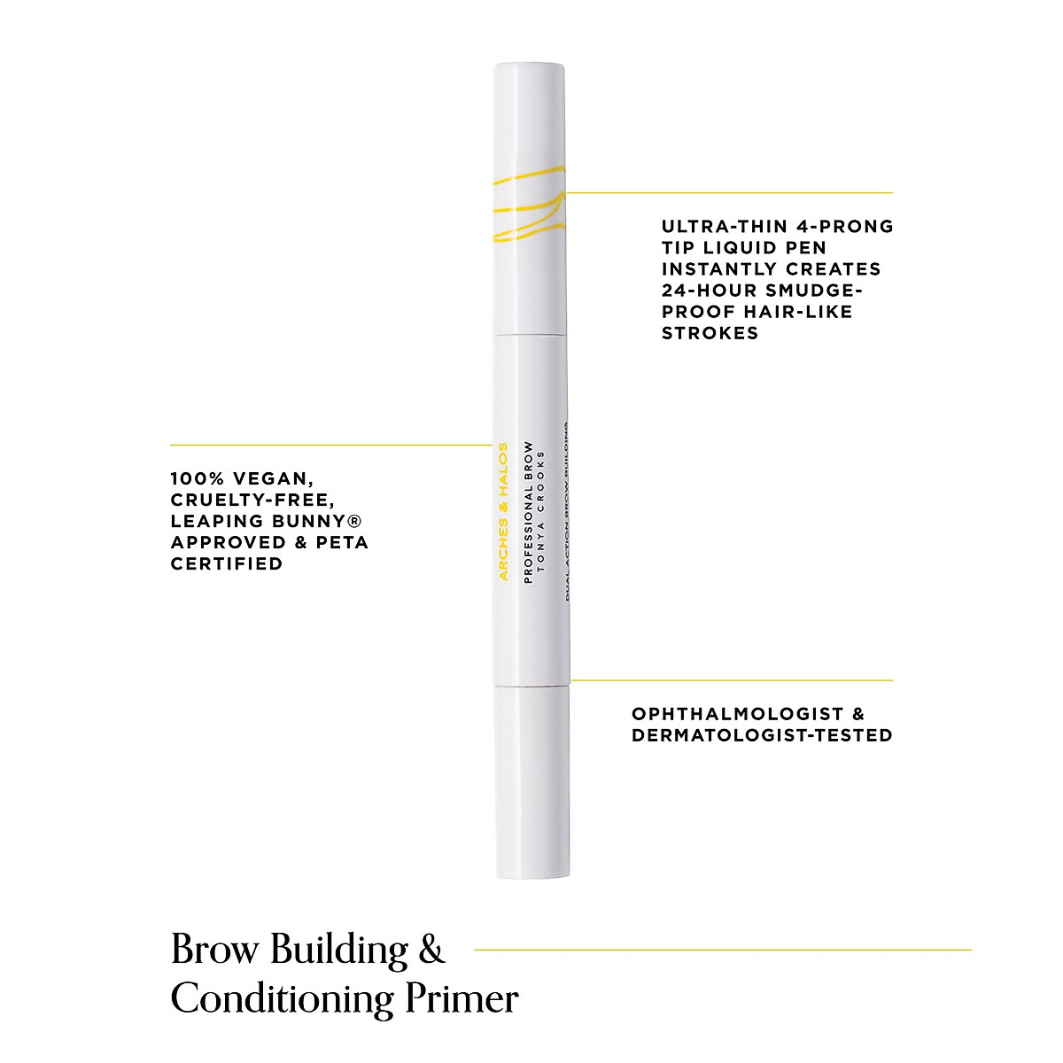 Arches & Halos Brow Building and Conditioning Primer - Coat Brows with Precise Application - Enhance, Moisturize and Nourish Brows - Vegan and Cruelty Free - 0.033 fl oz