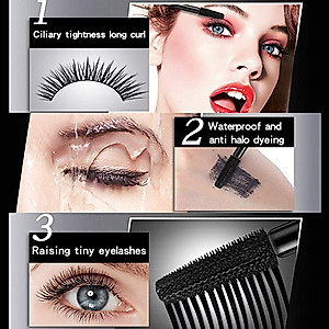Waterproof Mascara Black with Eyelash Comb Set, Natural Mascara Black Volume and Length for Makeup - Lengthening, Volumizing, Long-Lasting