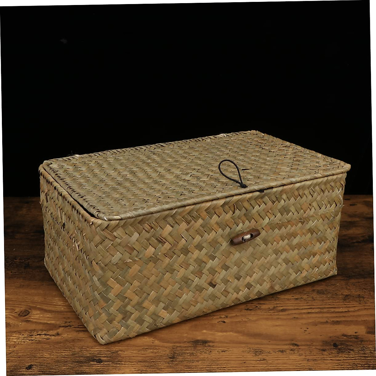 Levemolo Woven Shelf Basket Small Basket Woven Basket for Living Room Rattan Storage Basket Straw Basket with Cover Storage Baskets Basket with Lid Woven Baskets Cutlery Rack Wicker Wooden