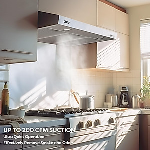 CIARRA Under Cabinet Range Hood 30 inch Ductless Convertible Duct, Stove Vent Hood for Kitchen with 3-Speed Exhaust Fan in Stainless Steel