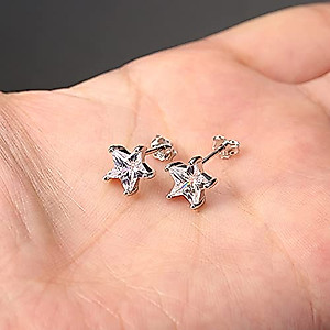 Sllaiss Sterling Silver Star Stud Earrings Cute CZ Stud Earrings for Women Men Dainty Earrings Stud Jewelry Gifts(Star)