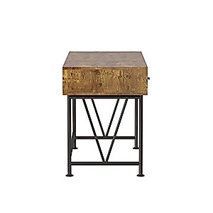 Coaster Furniture Analiese Farmhouse 3 Drawer Home Office Writing Desk Black Metal Base Antique Nutmeg Brown 801541