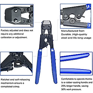 JWGJW PEX CINCH TOOL PEX CINCH CLAMP FASTENING TOOL FROM 3/8"TO1",PEX CINCH CRIMPING TOOL CRIMPER (001)
