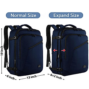MATEIN Weekender Backpack, Large Capacity Travelling Suitcase Backpack with Strap for Clothes, Expandable Flight Approved Business Carry on Daypack for International Travel, Blue