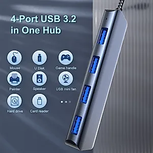 USB 3.1 Hub, SUODAO 10Gbps USB C to USB Hub, 4 Ports USB 3.1/3.2 Gen 2 Hub, SuperSpeed Aluminum ...