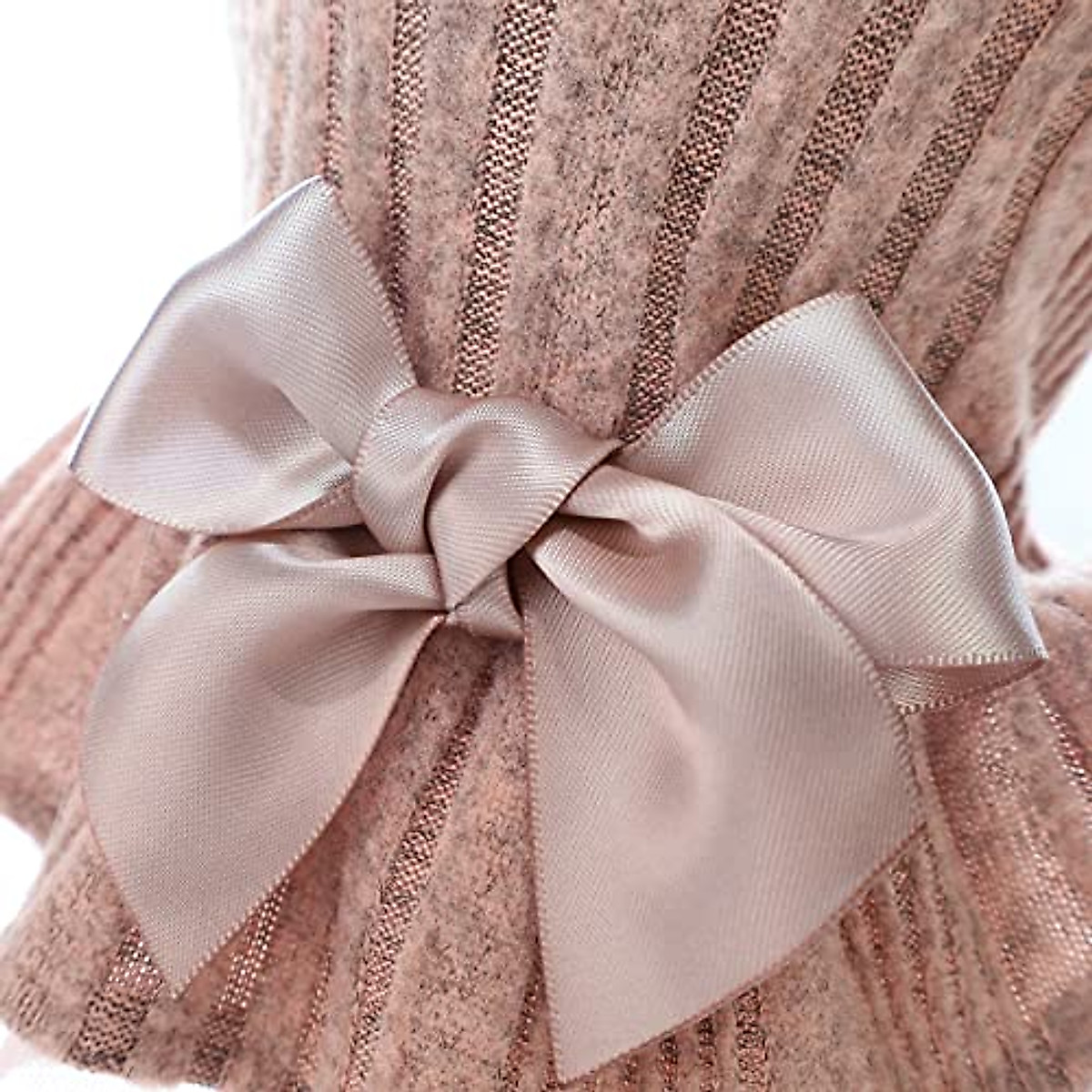 Fitwarm Knitted Dog Tulle Sweater Dress, Dog Winter Clothes for Small Dogs Girl, Cat Apparel, Pink, XS