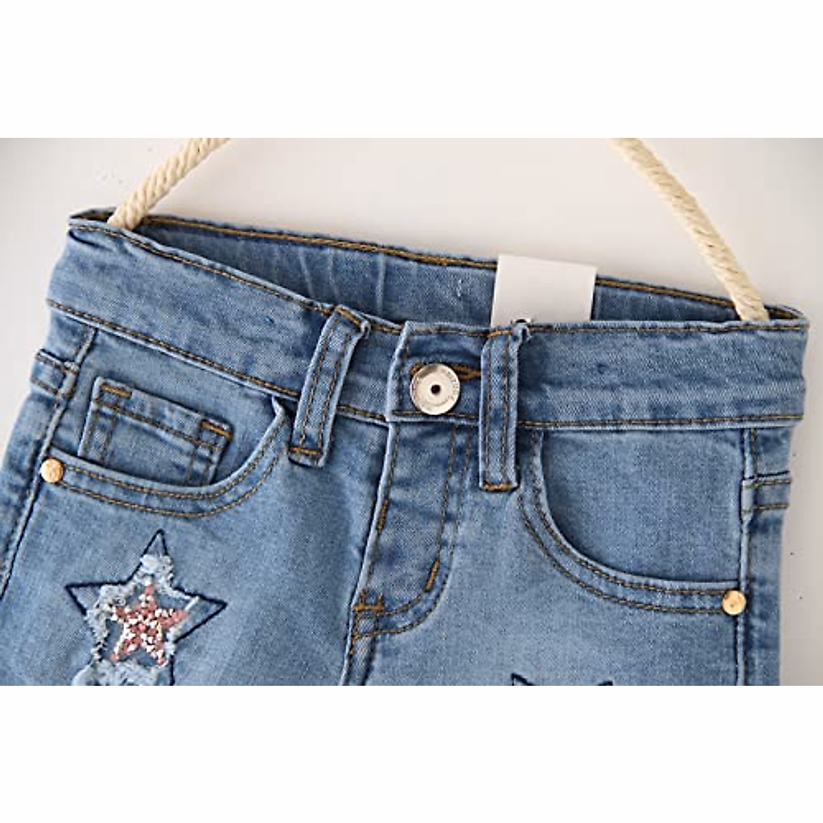 Happy Cherry Baby Girls' Mid Waist Denim Hot Pants Zipper Button Light Girls Denim Shorts Size 4T Blue